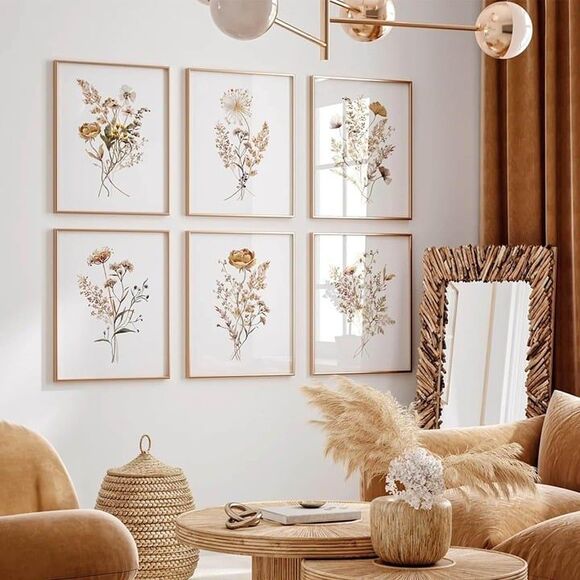 Art | Watercolor Flower Wall Art Set Of 6 Botanical Wildflower Wall ...